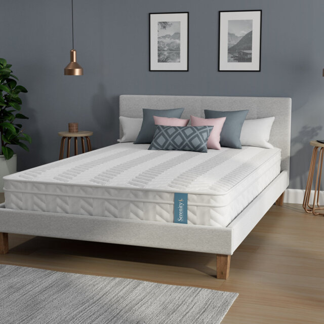 Akamu Serenity Box-Top Comfort Coil Spring and Eco-Foam Hybrid Mattress ...
