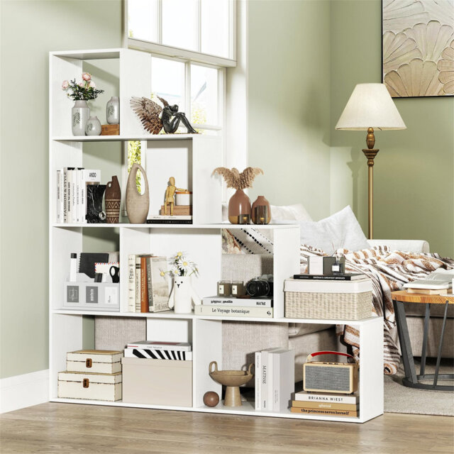 6 Cube Storage Bookcase, 162CM Tall Wooden Display Bookshelf Corner ...