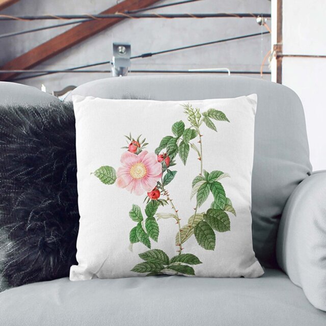 Dog Rose in Pink by Pierre-Joseph Redoute Cushion with Filling by ...
