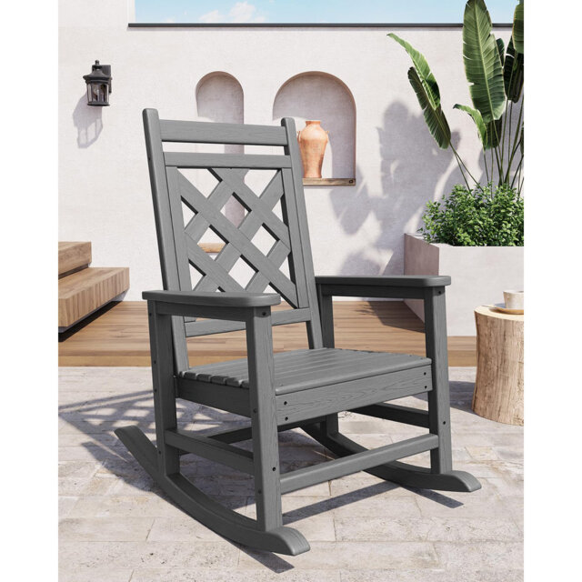 Outdoor Rocking Chair, HDPE Weather Resistant Patio Rocking Chair Porch ...