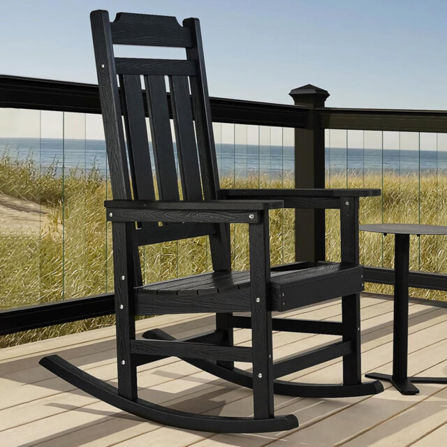 Porch Rocker, HIPS Outdoor Rocking Chair, High Back Patio Rocking Chair ...