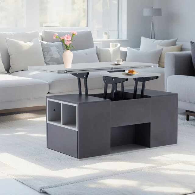 Lift-Top Coffee Table with Storage - Height Adjustable Living Room ...