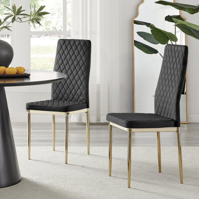 Keensburg Luxury Velvet Modern Tall Back Dining Chairs with Metal Legs ...
