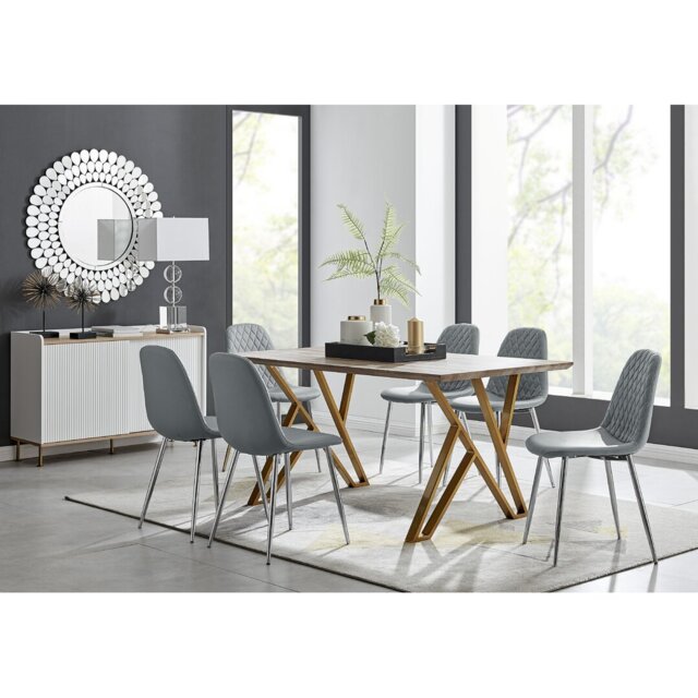 Tarrant Statement High Gloss & Metal Dining Table Set with 6 Luxury ...