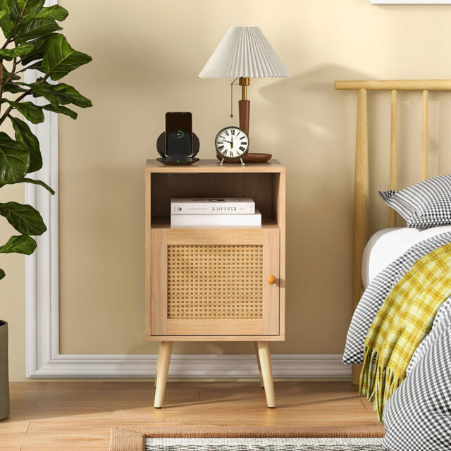 Rattan Nightstand Bedroom Bedside Table PE Rattan Decorated Door by ...