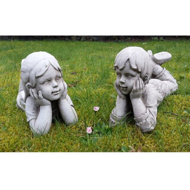 Hendrick 2 Piece Lying Boy and Girl Stone Garden Statue Set by Wayfair ...