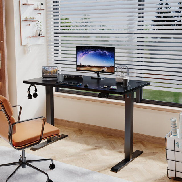 Hieronymus Electric Height Adjustable T-Shape Standing Desk 100x60cm Home Desk With Backpack ...