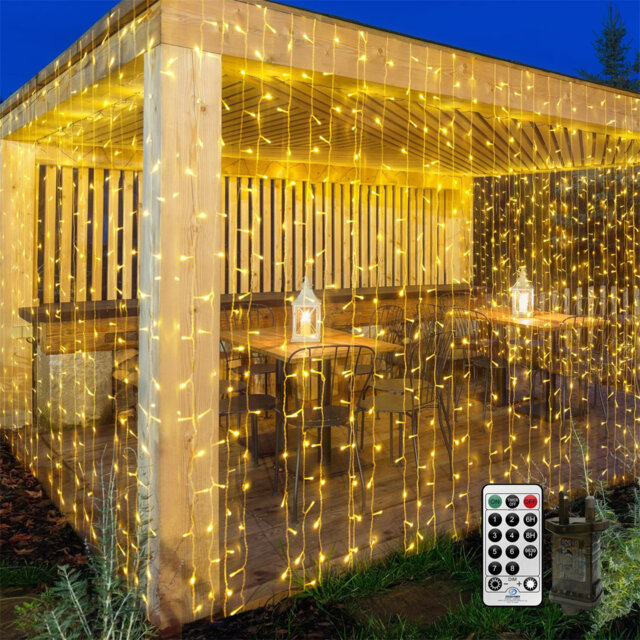 Outdoor Christmas Curtain Lights Plug In,6X3m 594LED Long Curtain Fairy ...