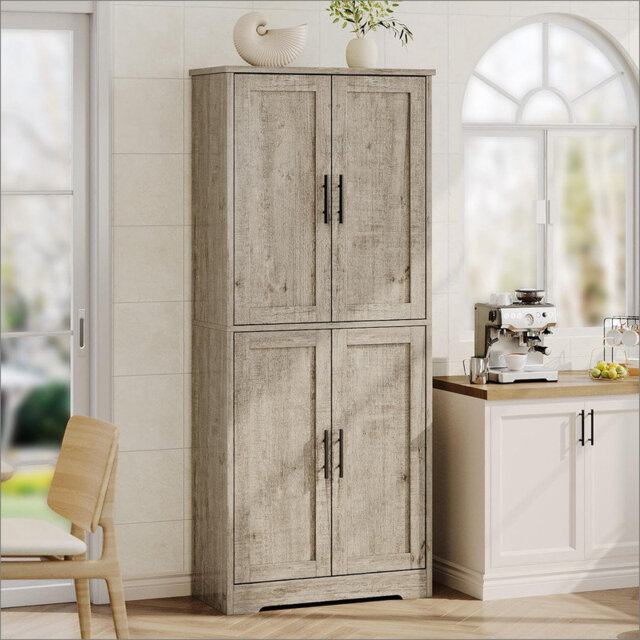 "Pantry Cabinet,70"" Tall Kitchen Pantry Cabinet with 4 Doors and 3 ...