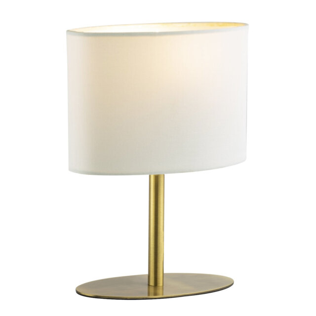 Modern Designer Oval Table Lamp In Matte Black With Off-White Fabric ...
