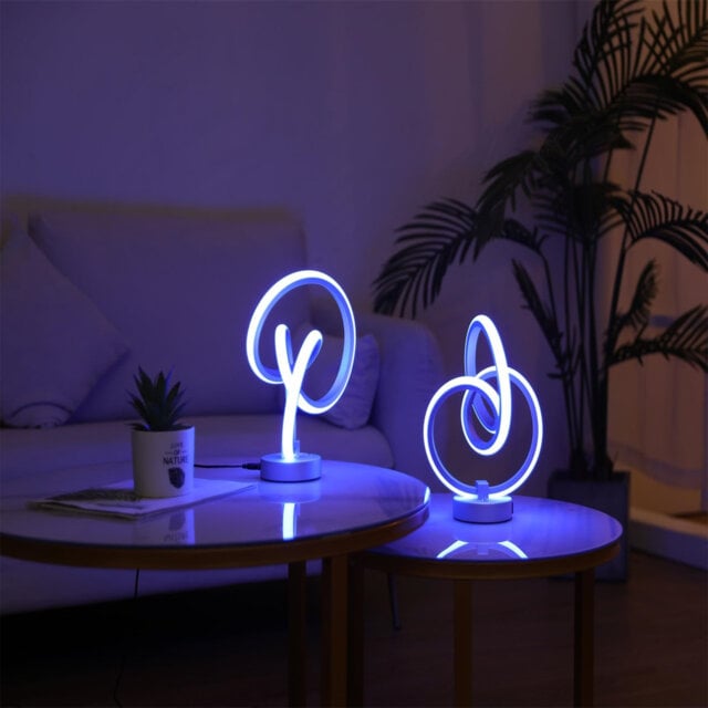 Modern Spiral RGB Table Lamp, Touch Dimmable LED Nightstand Lamp, 10 ...