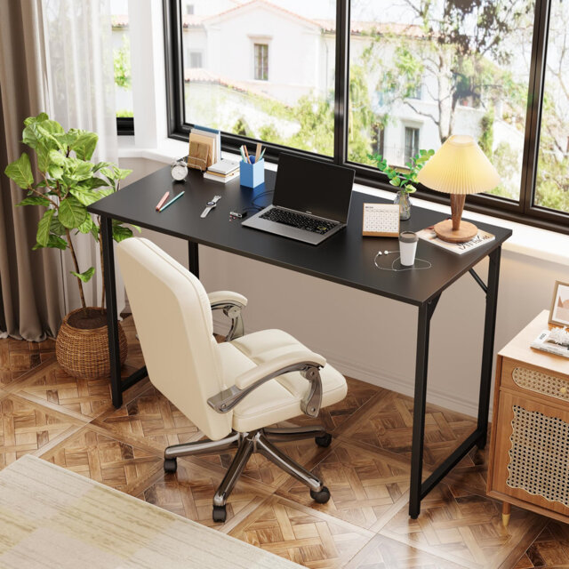 100 Cm Computer Desk, Adjustable Feet, Black by Wayfair | ufurnish.com