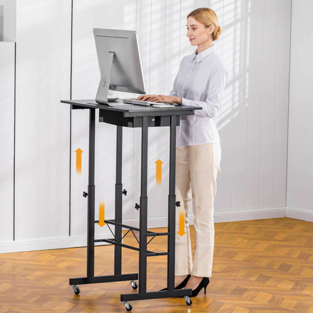 Standing Desk Height Adjustable 80×50Cm, Mobile Small Portable Computer ...