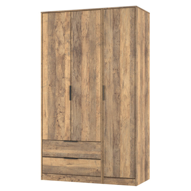 Bonnelle Triple Wardrobe with 2 Drawers in Carini Walnut by Wayfair ...