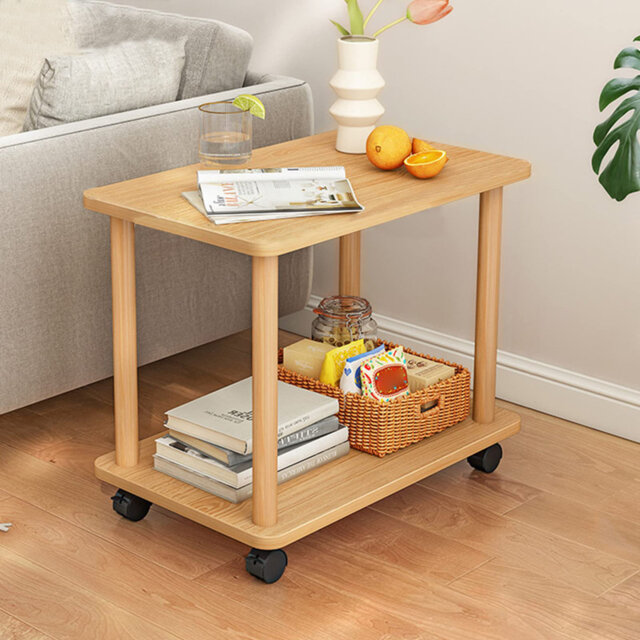 Small Side Table On Wheels, Storage Side Table For Living Room, Narrow ...