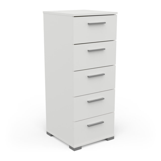 Barbaa 5 Drawer Matt White Tall Chest of Drawers by Wayfair | ufurnish.com