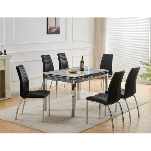 Grande Sintered Stone Extending Dining Table with 6 Modalux Chairs by ...