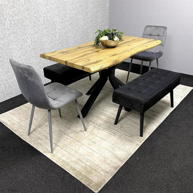 MDF Dining Set with Velvet Chairs & Tufted Velvet Bench by Wayfair ...