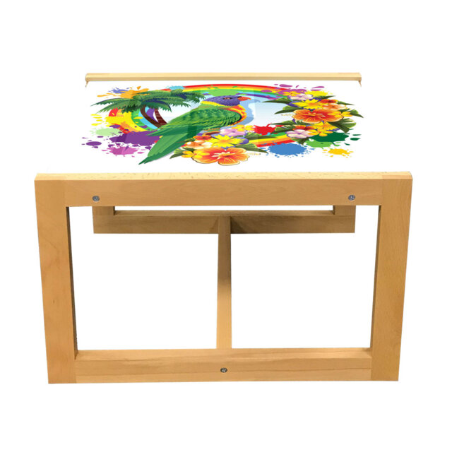 Parrot Coffee Table, Animal Lorikeet In Rainbow Circle Palm Trees ...