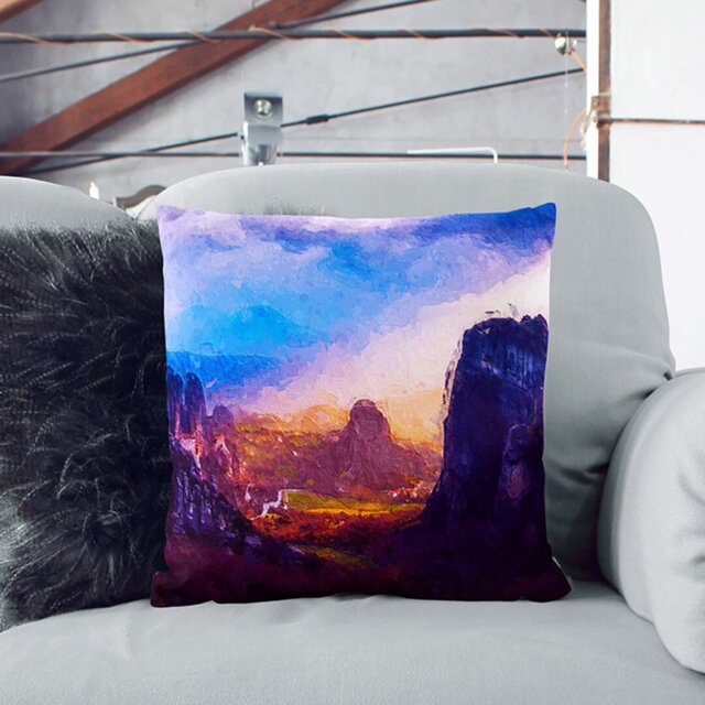Sunset over the Mountains in Greece Cushion with Filling by Wayfair ...