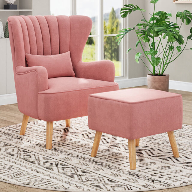 Tybalt Wingback Chair and Footstool by Wayfair | ufurnish.com