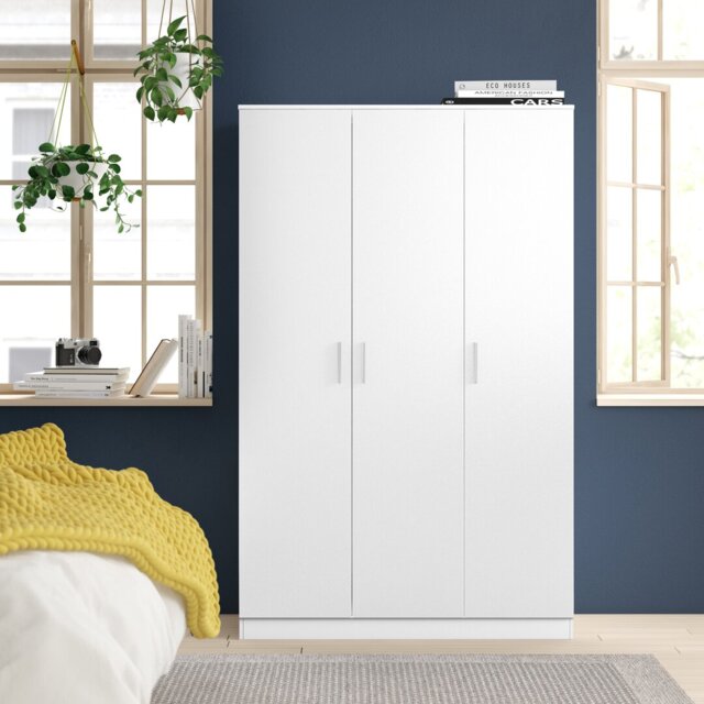 Eva High Gloss Plain 3 Door Wardrobe - H: 180cm x D: 47cm x W: 113cm by ...