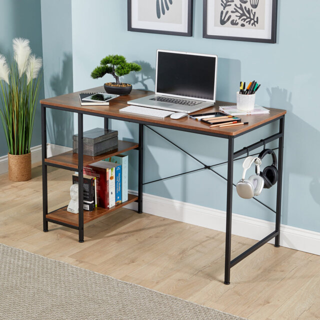 Stanton Computer Desk Adjustable Shelves Storage Hook Home Office ...