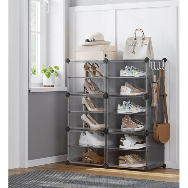 Interlocking Shoe Rack, Plastic Shoe Storage Cabinet, 6-Slot Modular ...