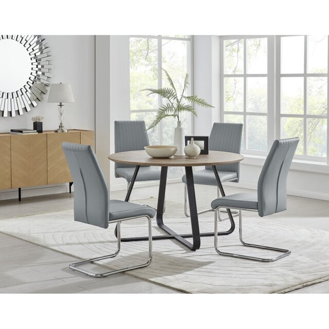 Sandy Classic Dining Table Set with 4 Upholstered Faux Leather Dining ...
