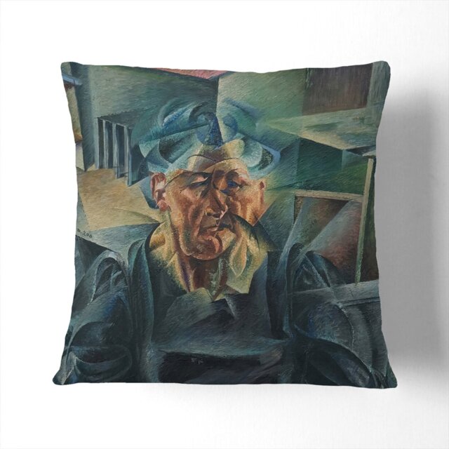 Portrait of a Man by Umberto Boccioni Scatter Cushion with Filling by ...