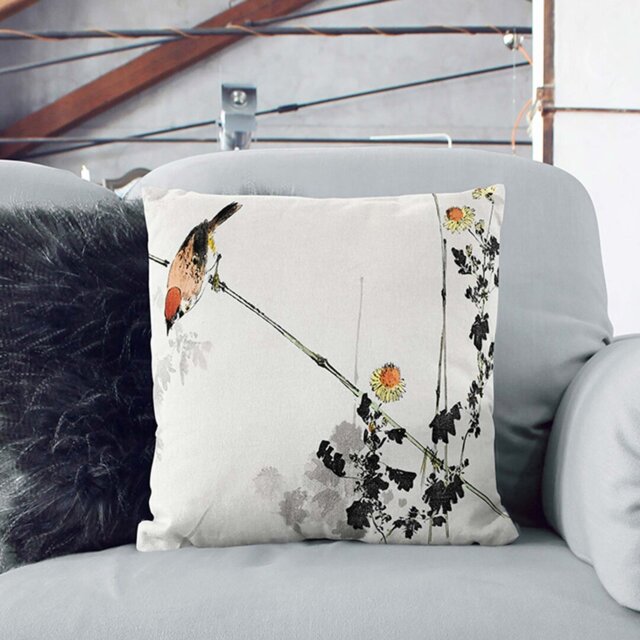 Japanese Swallow Bird by Watanabe Seitei Cushion with Filling by ...