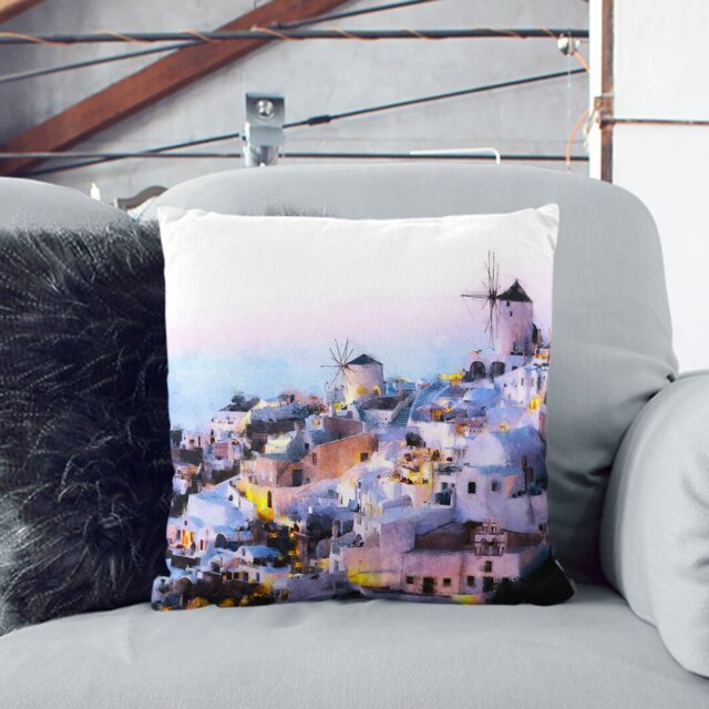 The Santorini Skyline in Greece Cushion with Filling by Wayfair ...