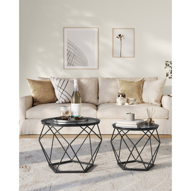 Alieya Round Coffee Tables, Set Of 2 Side Tables, Modern Style ...