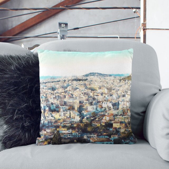 Athens Skyline in Greece Cushion with Filling by Wayfair | ufurnish.com