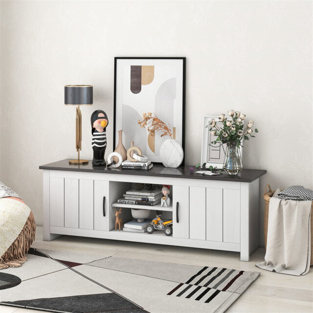 TV Stand For Tvs Up To 65 Inches, Wooden TV Cabinet Media Entertainment ...