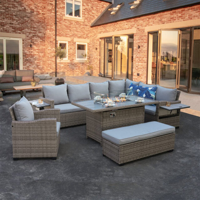 Wicker 9 - Person Garden Lounge Set with Cushions by Wayfair | ufurnish.com