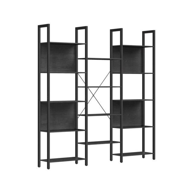 Bookcase, Bookshelf With 14 Shelves, Metal Frame, Shelf Unit For Living ...