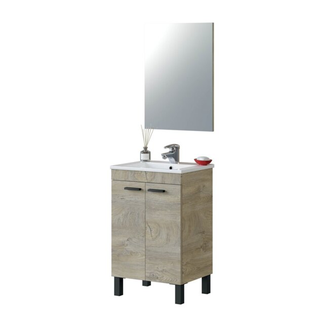 Diptarka 50Cm Single Bathroom Vanity Base Only in Oak by Wayfair | ufurnish.com