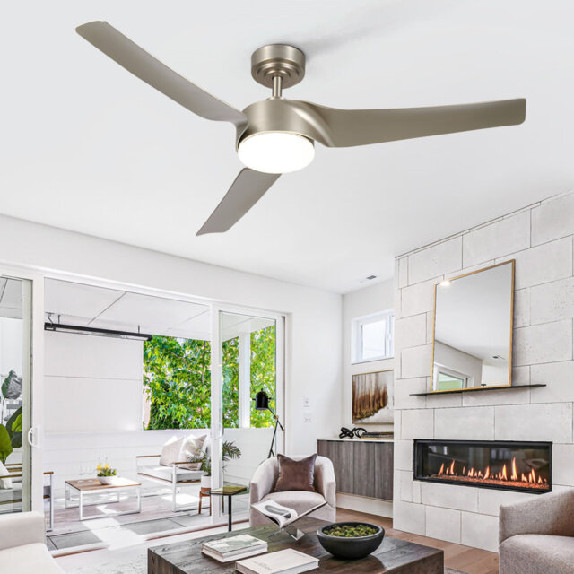 132.1cm 3-Blade LED Smart Ceiling Fan with Remote Control and Light Kit ...