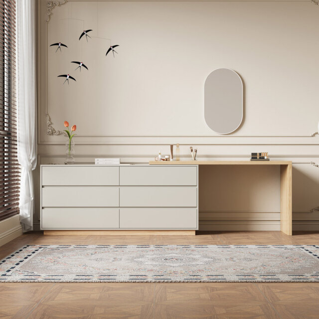 Large Dressing Table with 6 Soft-Close Drawers - 160-250cm Adjustable ...