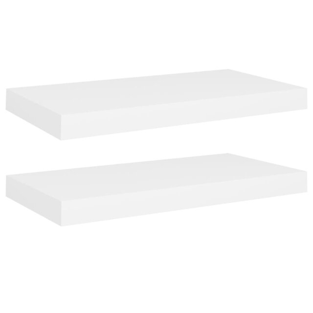 Set Of 2 White Floating Wall Shelves - 50X23x3.8 Cm, MDF by Wayfair ...