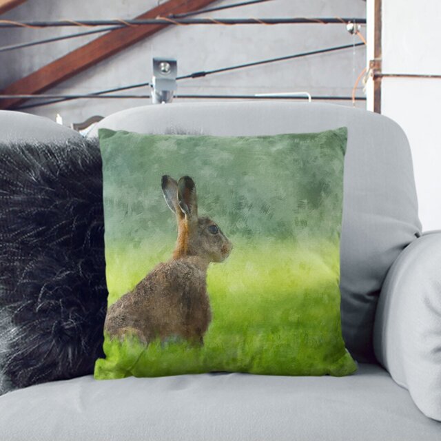 Lone Hare Painting Cushion with Filling by Wayfair | uFurnish.com