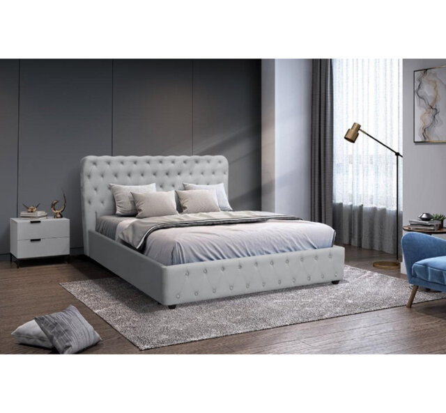 Avanti DALIDA 180cm Grey Upholstered Bed Frame - Elegant Bedroom ...