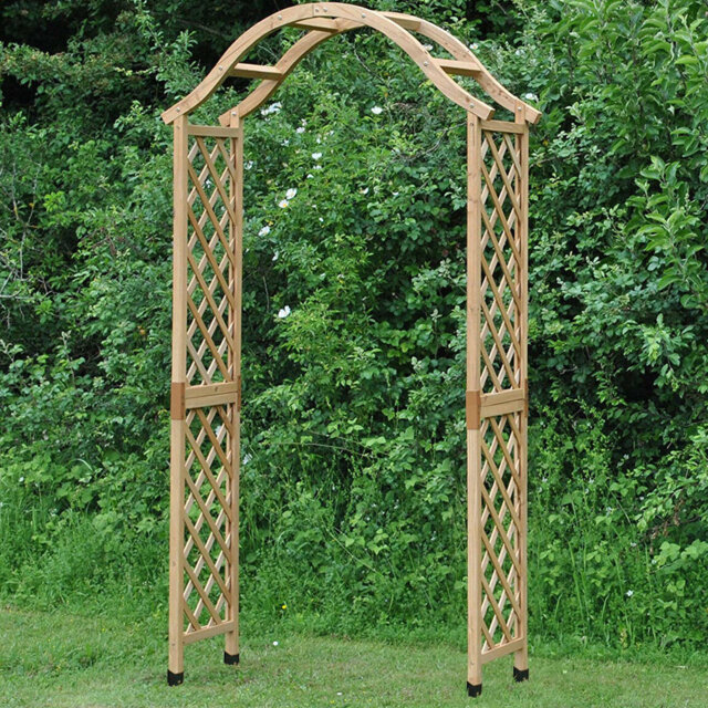 Wooden Garden Arch (Tan) with Ground Spikes by Wayfair | ufurnish.com