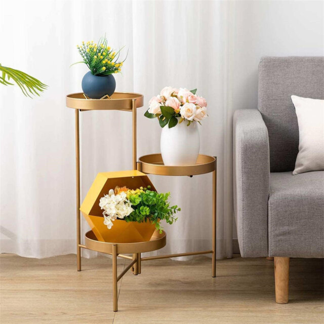 3-Tier Metal Plant Stand With Three Removable Trays, Flower Pot Rack by ...