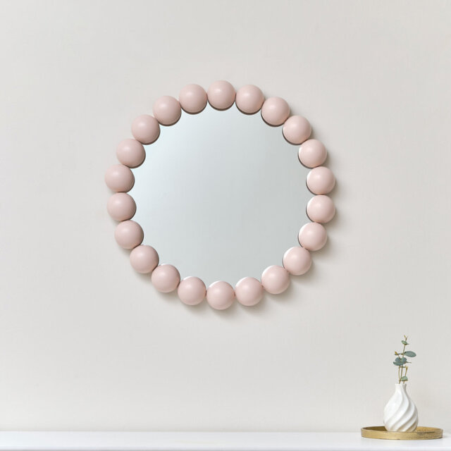 Large Round Olive Green Bobble Bobbin Wall Mirror 80Cm X 80Cm by ...