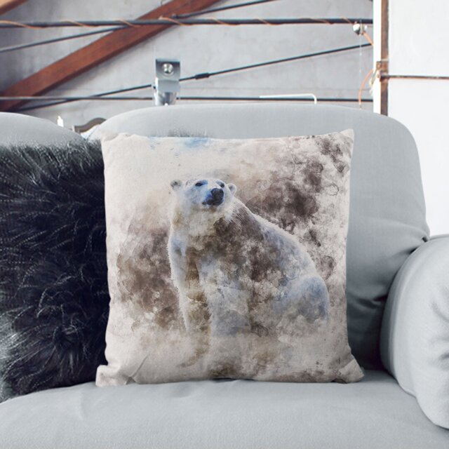 Polar Bear Watercolour Cushion with Filling by Wayfair | ufurnish.com