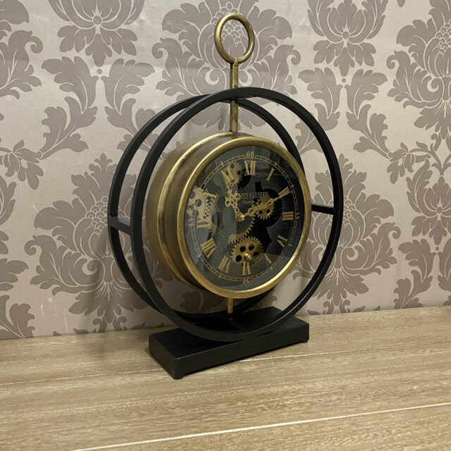 Analog Metal Mechanical Tabletop Clock in Black/Gold by Wayfair ...