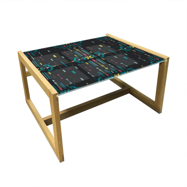 Tribal Coffee Table, Prehistoric Bohemian Geometric Pattern Quirky ...