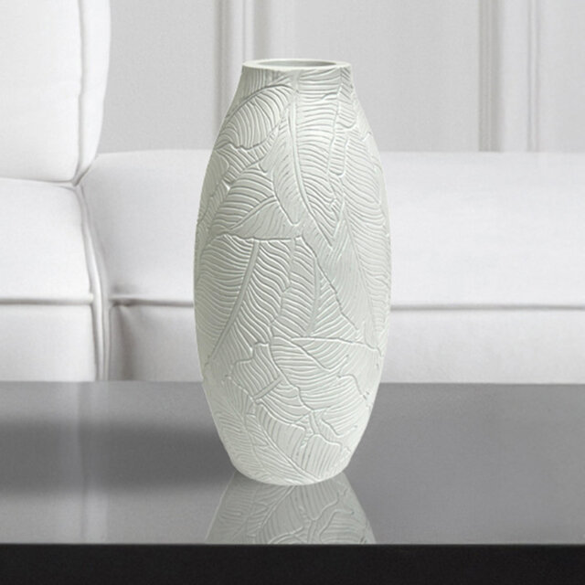 Dasmon Handmade Polyresin Floor Vase for Living Room Decor, Black Leaf ...